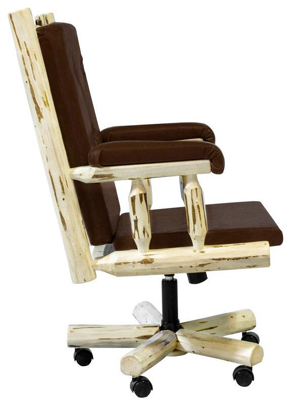 Montana Woodworks Transitional Solid Wood Upholstered Office Chair in ...