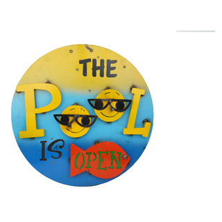 The Pool is Open Metal Outdoor Wall Sign - Contemporary - Metal Wall ...