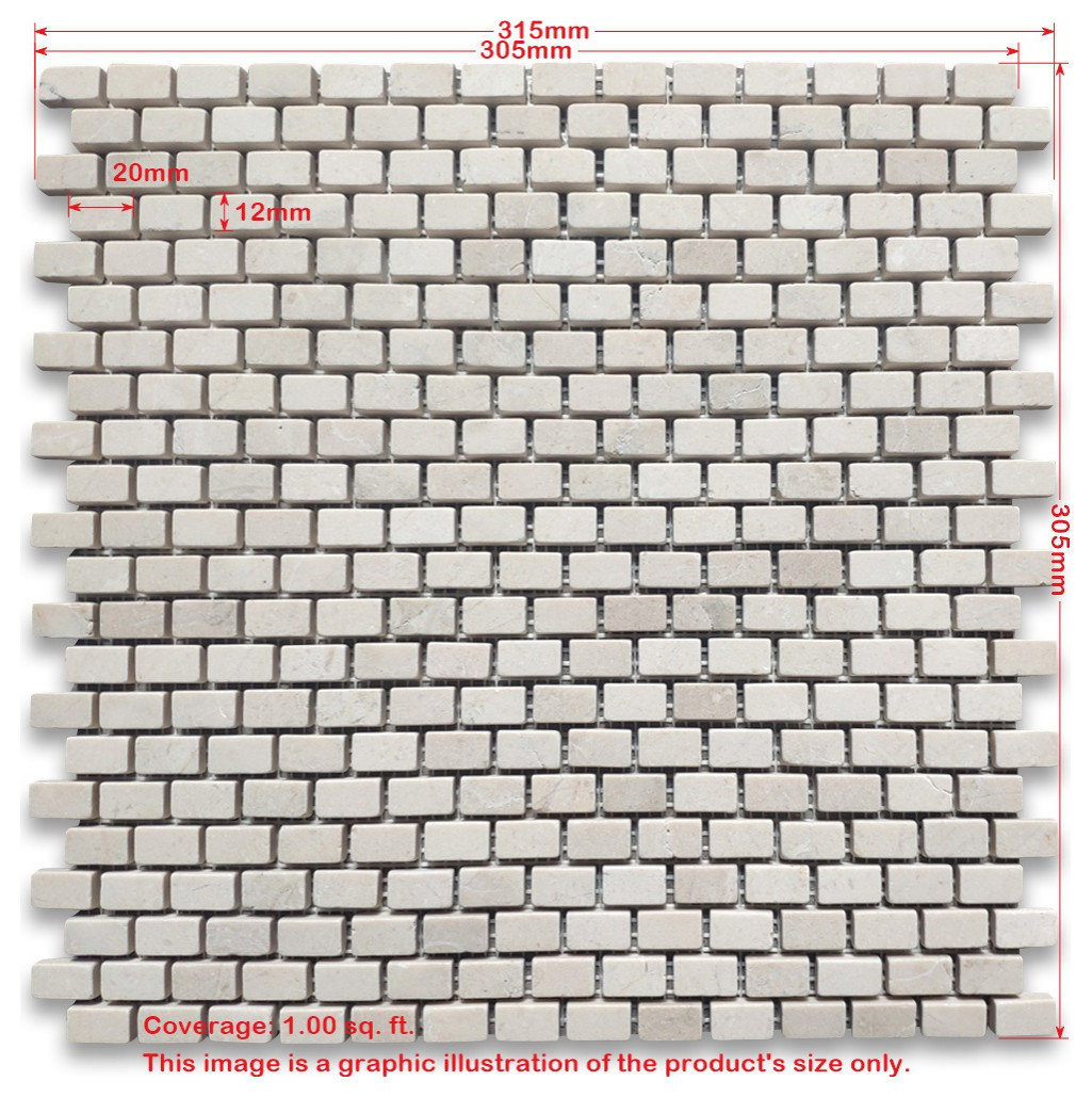 Mini Brick Offset Statuary White Marble Subway Mosaic Tile Polished, 1 ...