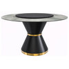 Round Dining Table BlackGold Base with 60 Round Light Grey Sintered ...