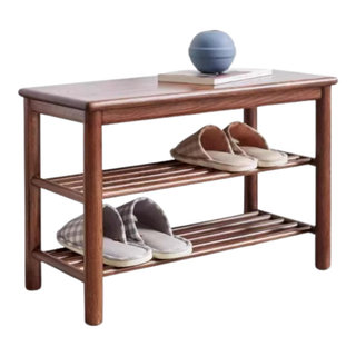 Oak Solid Wood Shoe Wearing Stool - Transitional - Shoe Storage - by ...