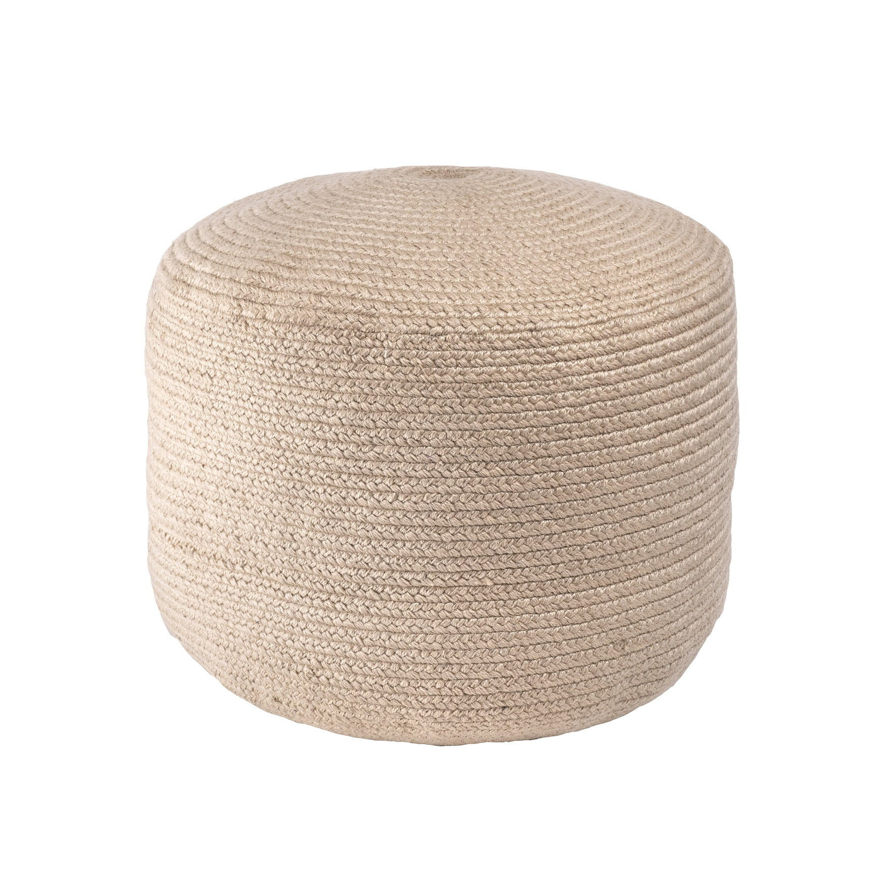 Nuloom Braided Simone Fiber Cable Jute Pouf, Natural - Beach Style ...