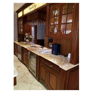 Custom "Gatsby" Mahogany Bar - front view of back bar - Traditional ...