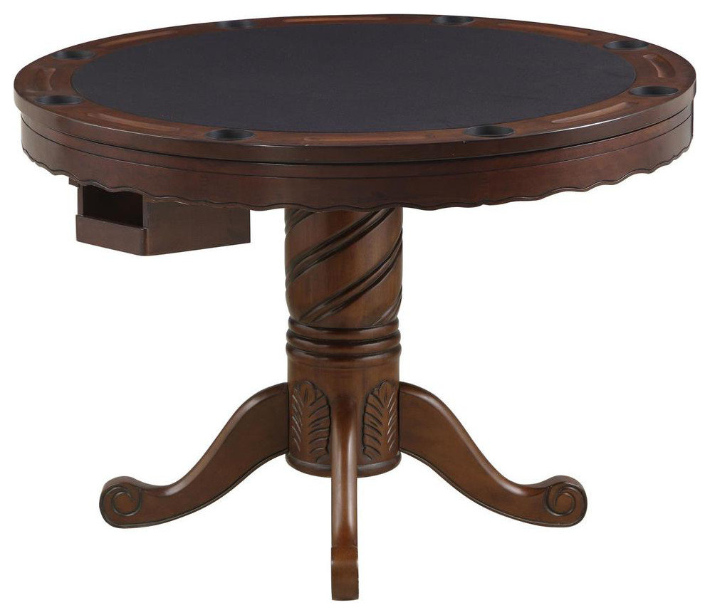Turk 3-in-1 Round Pedestal Game Table Tobacco - Midcentury - Bar Stools ...