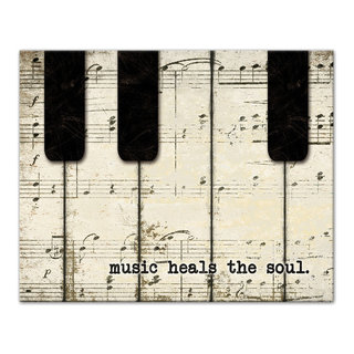 Piano Keys And Music Canvas Wall Art, 20"x16" - Contemporary - Prints ...