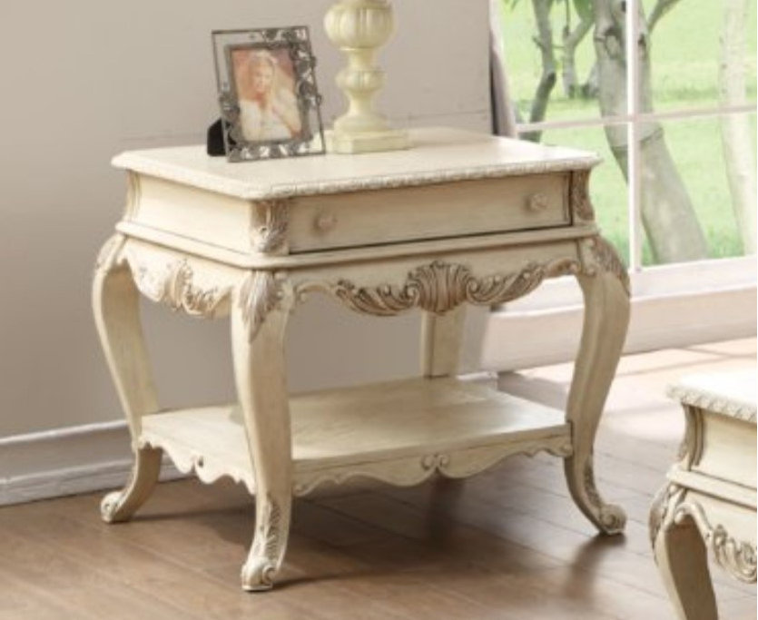 Classic End Table, Cabriole Legs & Square Top With Unique Carving ...