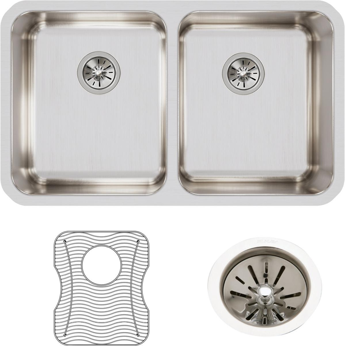 Elkay Lustertone Classic Stainless Steel Equal 2-Bowl Sink Kit ...