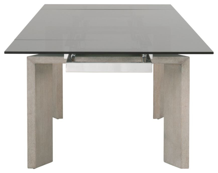 71-106" Extendable Glass Top Dining Table Natural Gray Ash ...