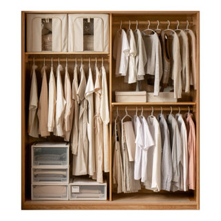 Oak Solid Wood Wardrobe, 70.9x24.4x78.7 in - Transitional - Armoires ...