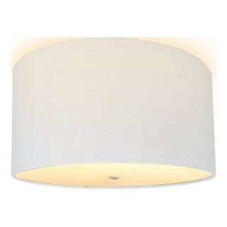Moderne Flush Mount Conversion Kit 16"w White Linen Drum Lampshade ...