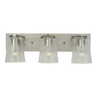 Mercer 3-Light Bathroom Vanity Light, Satin Pewter With Polished Nickel ...
