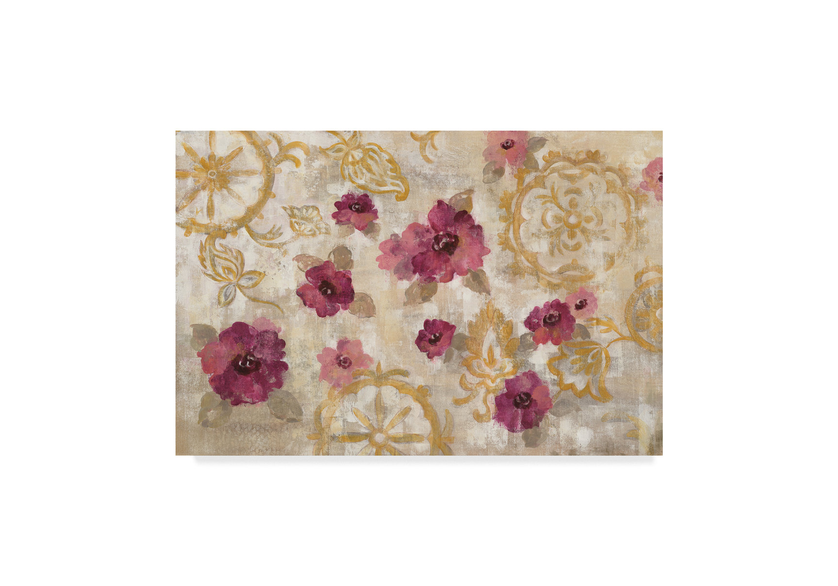 Silvia Vassileva 'Elegant Fresco Floral' Canvas Art, 24"x16 ...