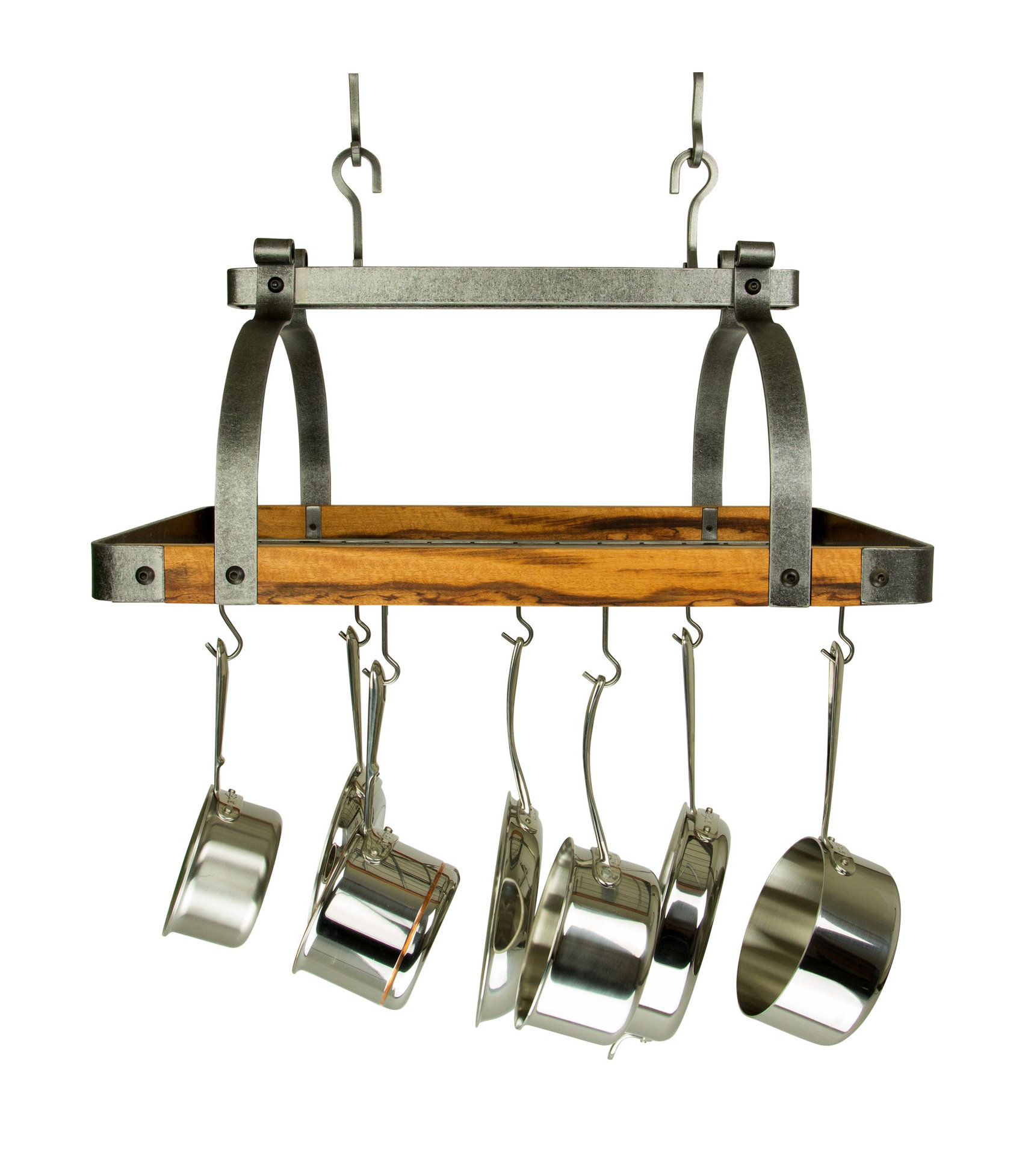 Signature Rectangle Ceiling Rack With Tigerwood - Transitional - Pot ...