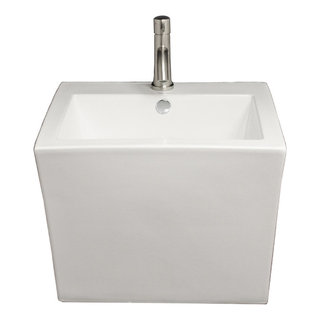 Trapezoid Shaped Wall Mount Basin, Integrated Rectangular Bowl, a ...