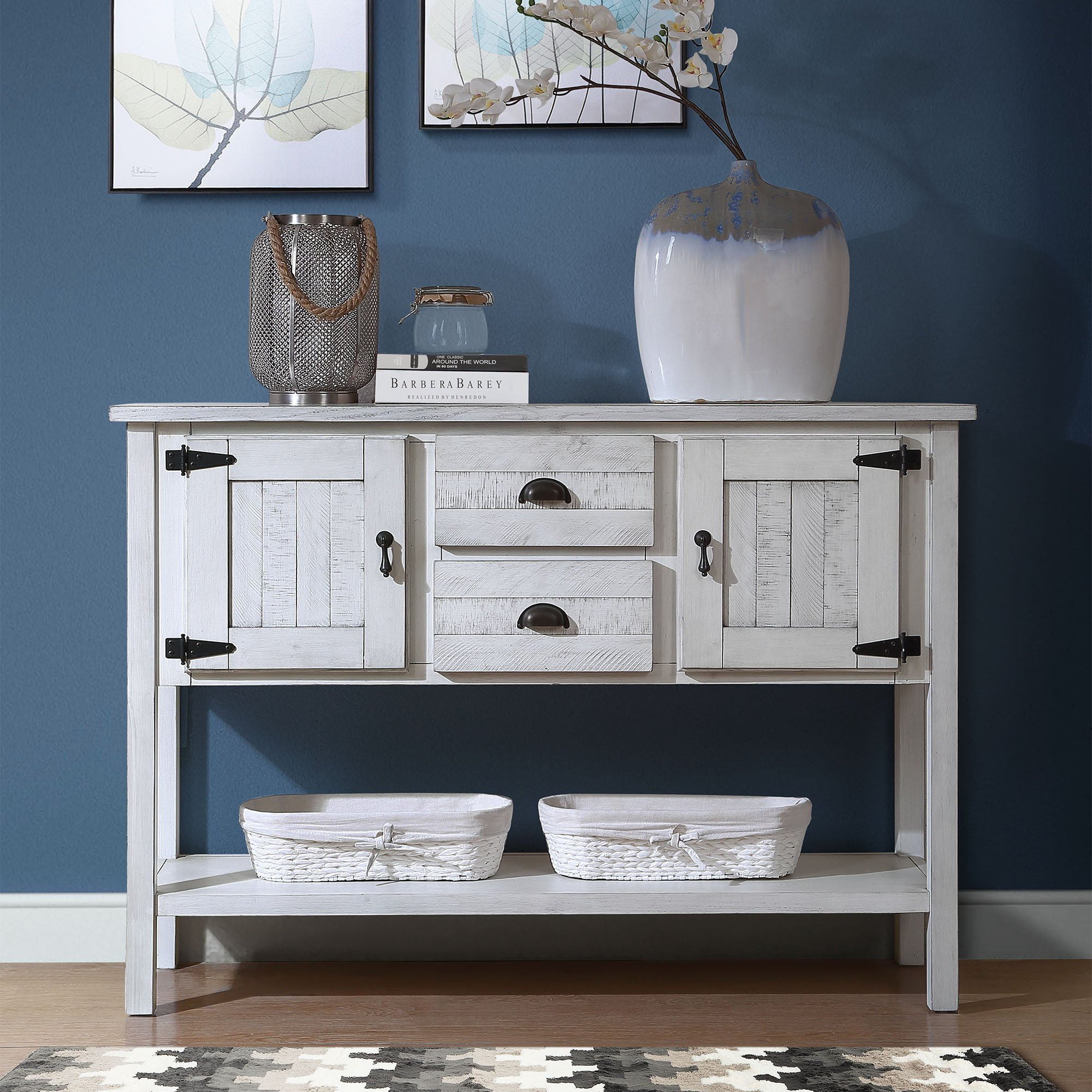 Gewnee 48" Solid Wood Sideboard Console Table - Farmhouse - Buffets And ...