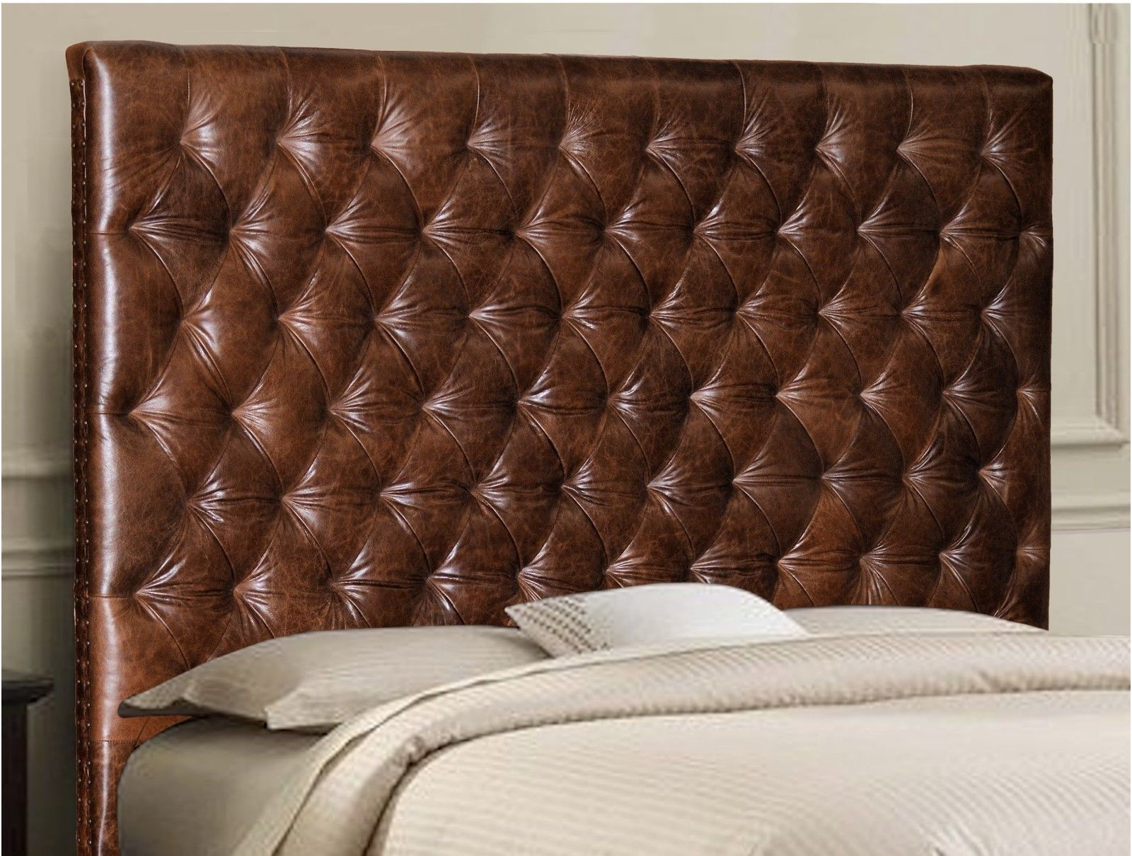 King Chesterfield Bed With Deep Buttonless Diamond Tufting, Genuine ...