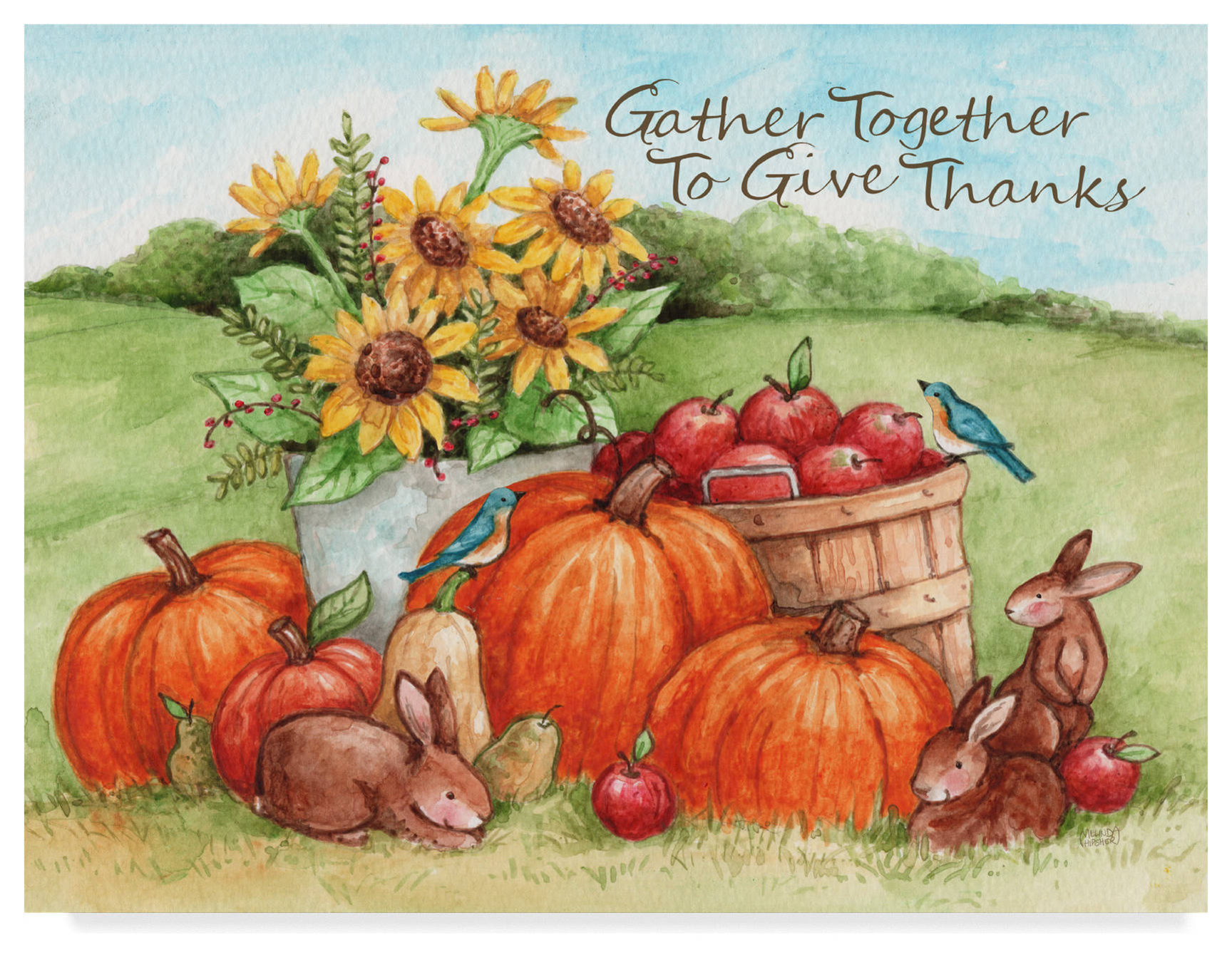 Melinda Hipsher 'Gather Together To Give Thanks' Canvas Art, 24"x18 ...