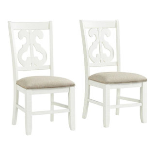 White Wooden Swirl Back Dining Chair Set - Contemporary - Dining Chairs ...