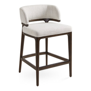 Wood Upholstered Curved Back Counter Stool, 25" Seat Height ...