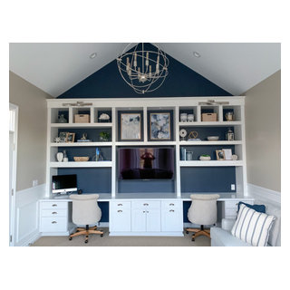 The Woodcreek Remodel: Hamptons Inspired Home Office & Lounge - Beach ...