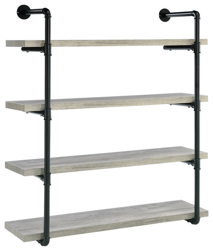 Coaster Elmcrest 40-inch Wood Wall Shelf Black and Gray Driftwood ...