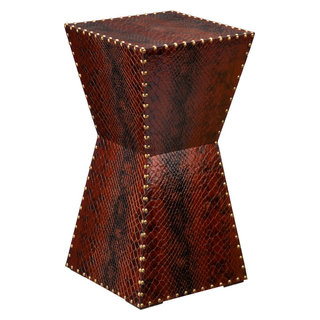 Rochester Dark Brown Faux Leather Accent Table - Contemporary - Side ...