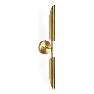 Ensley Brass Two Light Metal Wall Sconce - Transitional - Wall Sconces ...