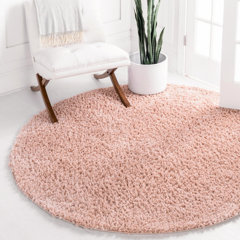 Rug Unique Loom Davos Shag Dusty Rose Round 3' 3 x 3' 3 - Contemporary ...