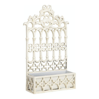 Cast-Iron Gothic Revival Flower Box, 14.5"Wx5.5"Dx25"H 19 lbs ...