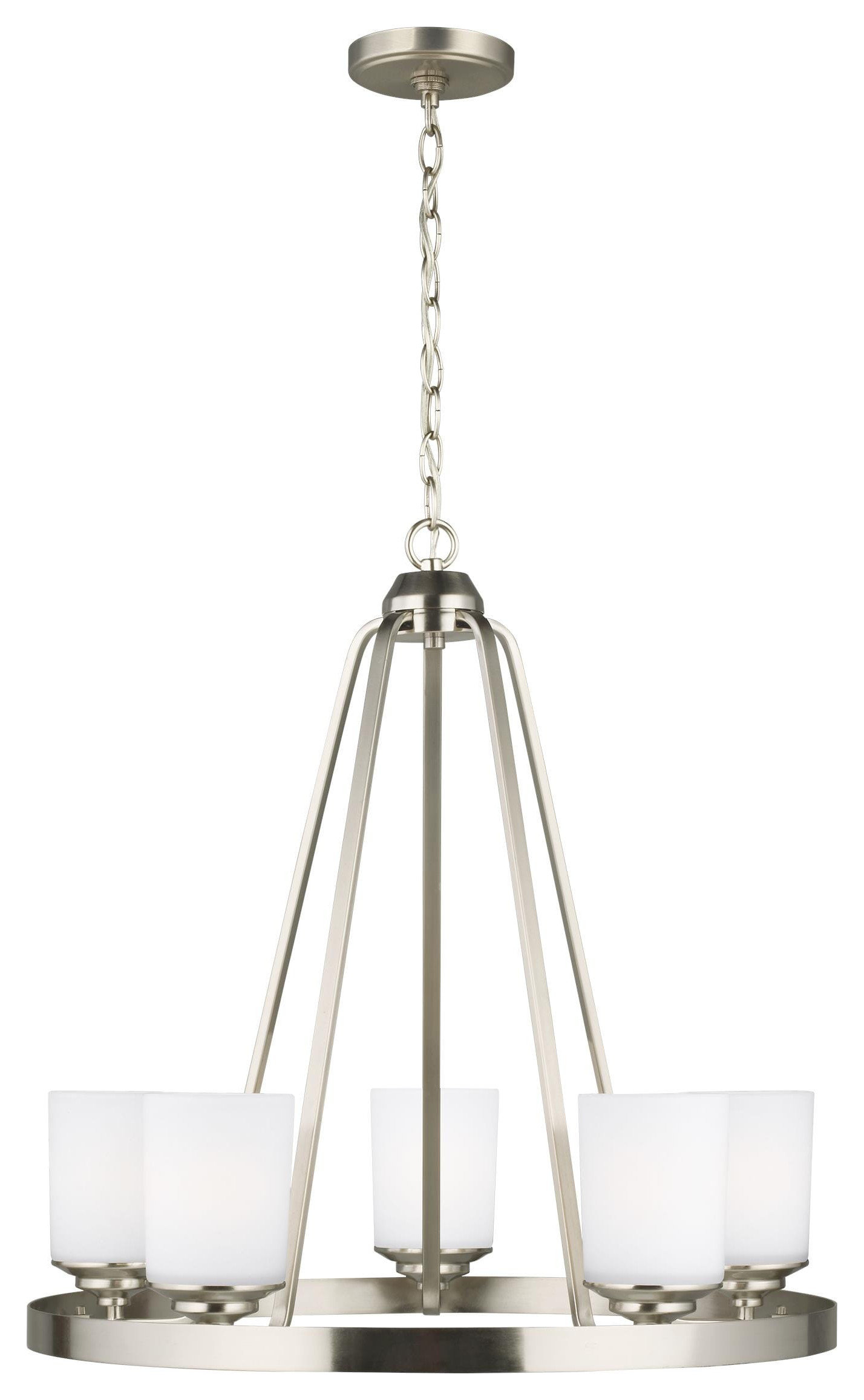 Kemal 5-Light Transitional Chandelier in Brushed Nickel, 24.000 ...