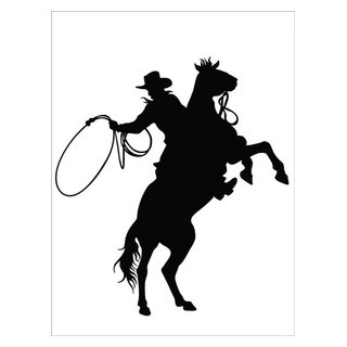 Cowboy & Horse Western Animal Vinyl Decal, 21x21", 21X21 - Southwestern ...