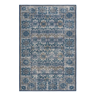 Blue Bristol Distressed Transitional Area Rug, 3'x5' - Southwestern ...
