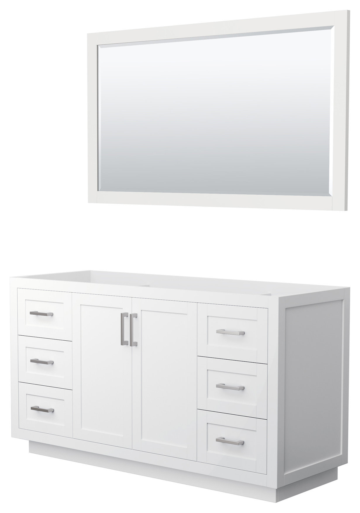 Miranda 60" Single Vanity, White, No Top, Bruished Nickel Trim, 58 ...