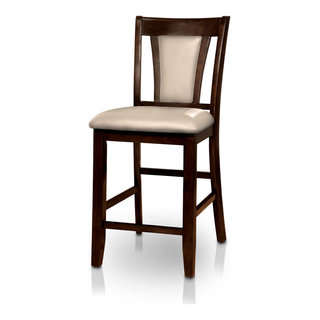 Set of 2 Counter Dining Chair, Padded Faux Leather Seat & Open Panel ...