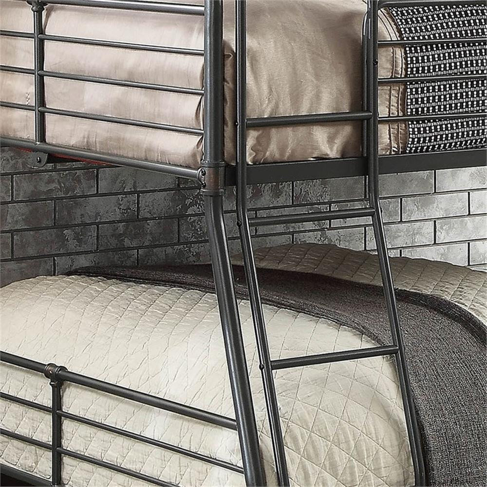 Pemberly Row Modern Metal Twin/Full/Queen Triple Bunk Bed in Black ...