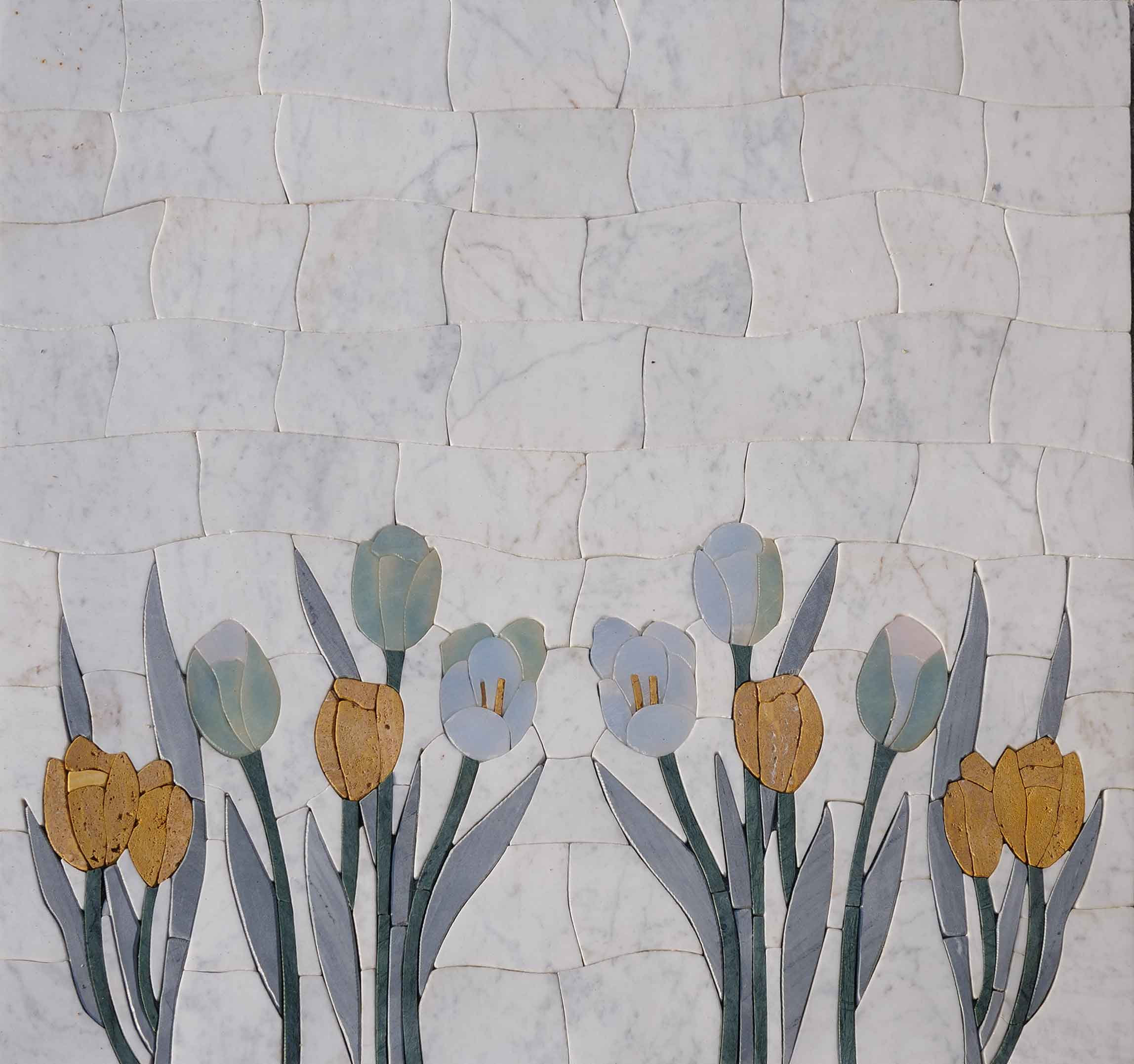 Mosaic Artwork - Tulip Mosaic, 51" x 47" - Contemporary - Tile Murals ...