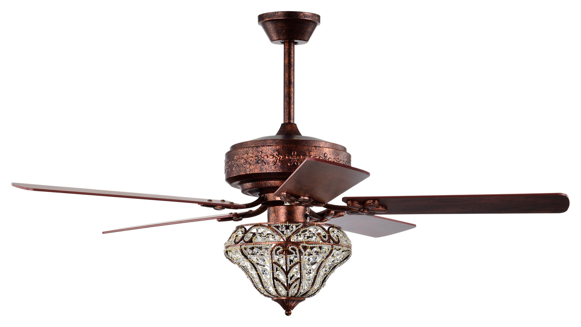 Luella 52 in. 3-Light Indoor Antique Copper Finish Ceiling Fan ...
