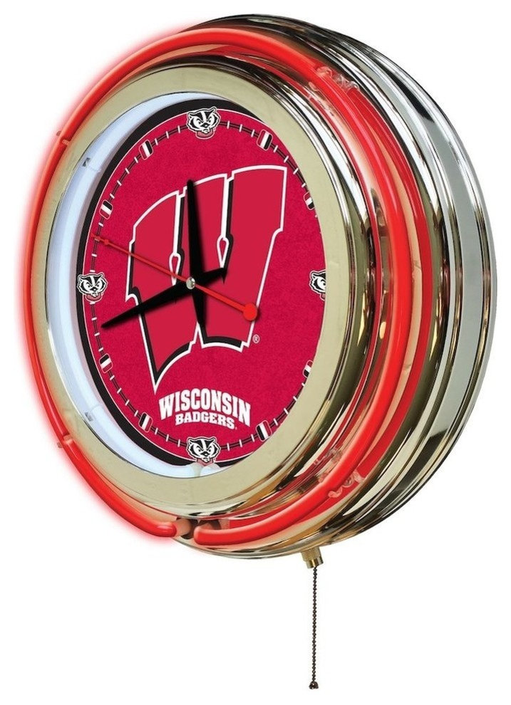 Wisconsin "W" Neon Clock - Contemporary - Wall Clocks - by Holland Bar ...