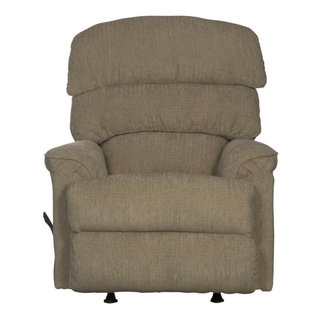 Atkins Chaise Rocker Recliner in Beige Chenile Fabric - Transitional ...