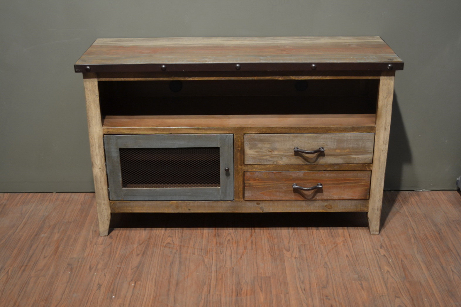 Rustic Farmhouse Style Multicolor TV Stand Media Console - Contemporary ...