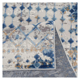 75% Polypropylene 25% Polyester Shrink Adel Moroccan Area Rug, Blue ...