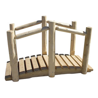 Rustic White Cedar Log Bridge, 4 Foot - Rustic - Garden Statues And ...