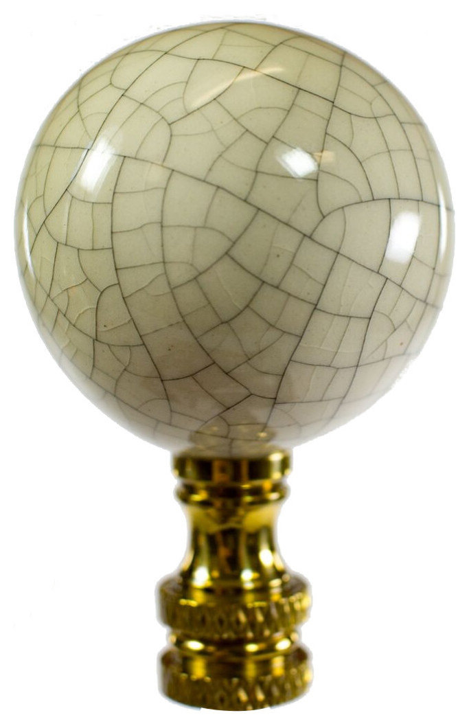 Crackle Ceramic Ball Lamp Finial Eggshell Finish 2.25"h - Traditional ...