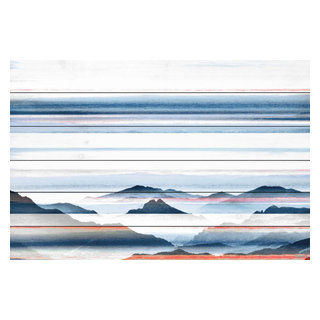 "Hidden Blue Mountains" Print on White Wood, 60"x40" - Contemporary ...