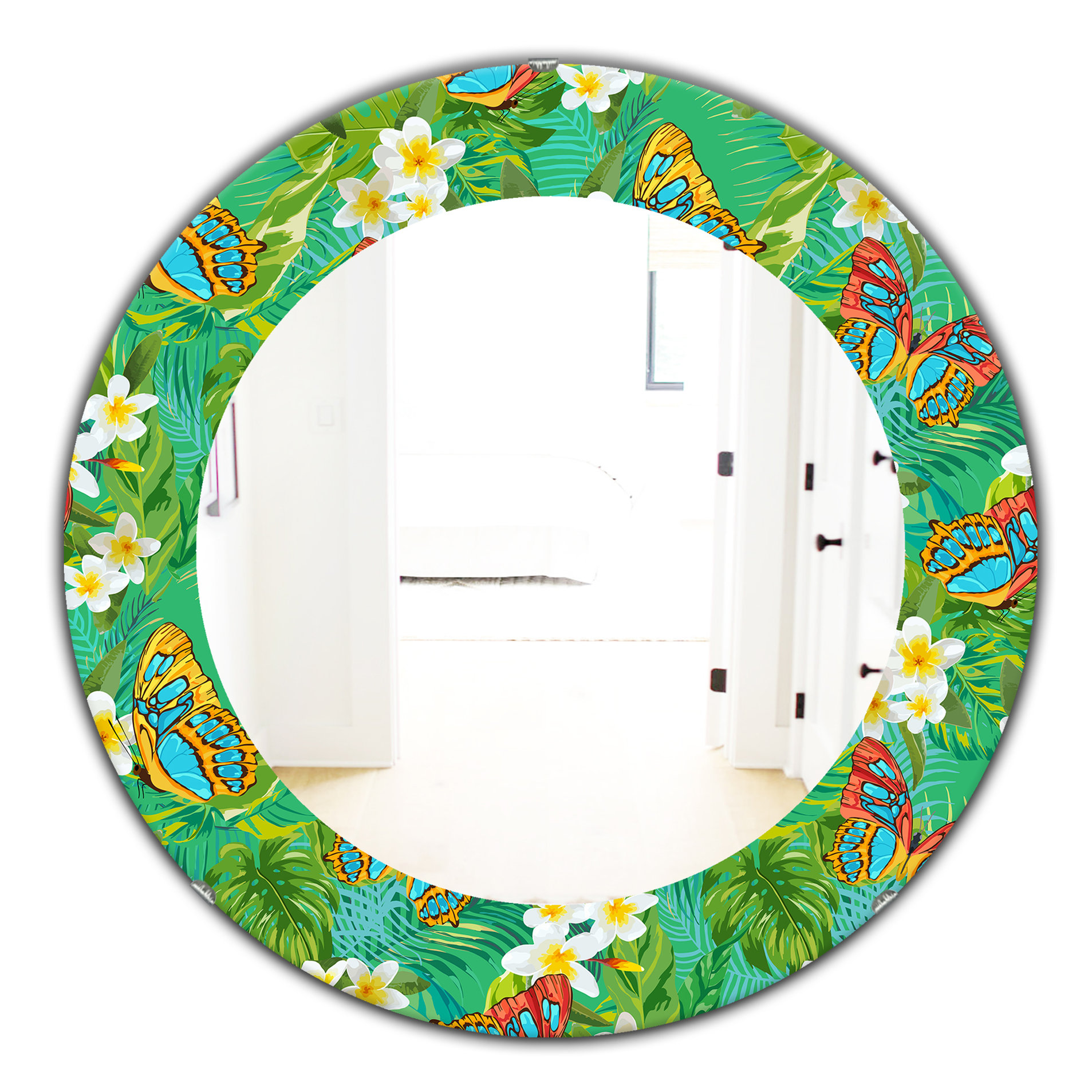 Designart Tropical Mood Foliage 9 Farmhouse Frameless Oval Or Round ...