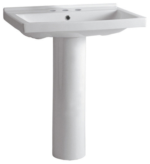 Basin with Faucet, Chrome Overflow and Rear Center Drain - Contemporary ...
