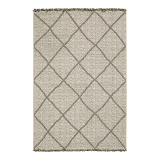 Genoa Diamond Lattice Beige/ Black Flatwoven Indoor-Outdoor Area Rug, 5 ...