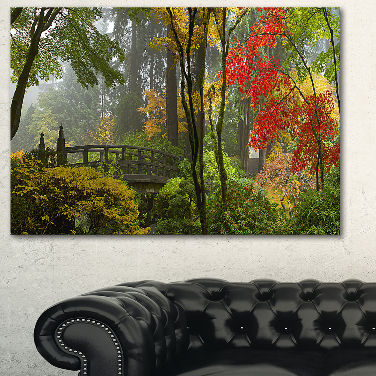 "Japanese Wooden Bridge in Fall" Photo Canvas Art Print, 40"x20 ...