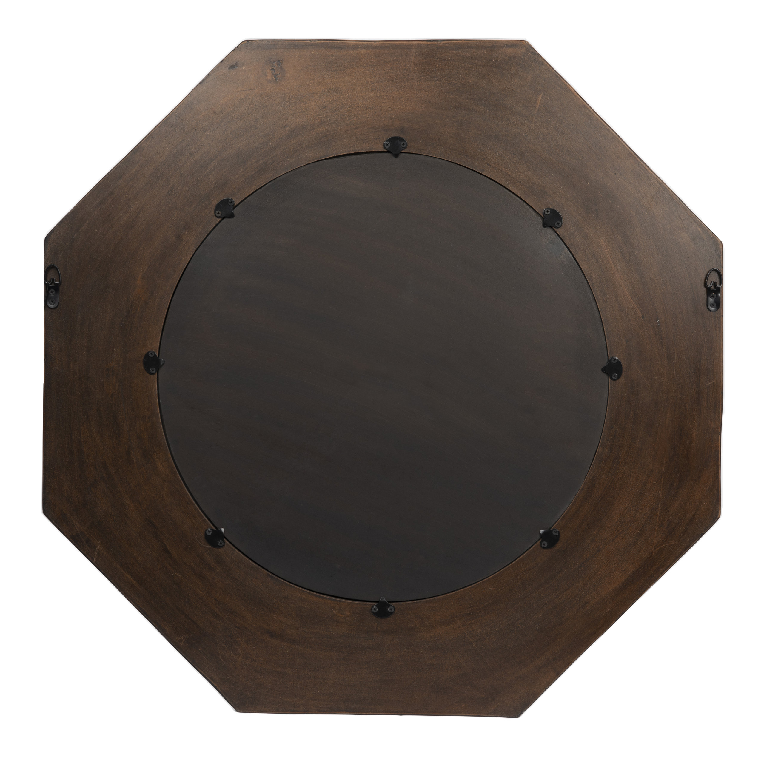 Hexagonal Carved Wood Framed Wall Mirror, Walnut - Traditional - Wall ...