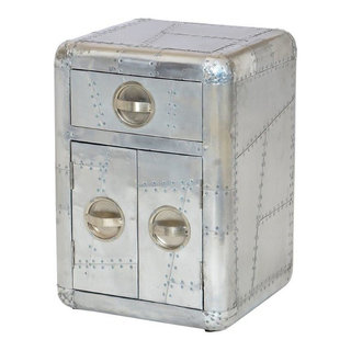 Aviator Aluminum Bed Side Table With Door - Industrial - Side Tables ...